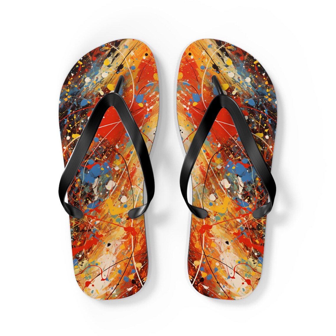Jackson Pollock Inspired Art Flip Flops, Pollock Style Painting ...