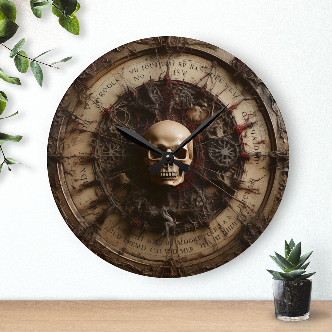 Pirate Skull Wall Clock, Unique Timepiece, Gothic Wall Clock, Skull ...