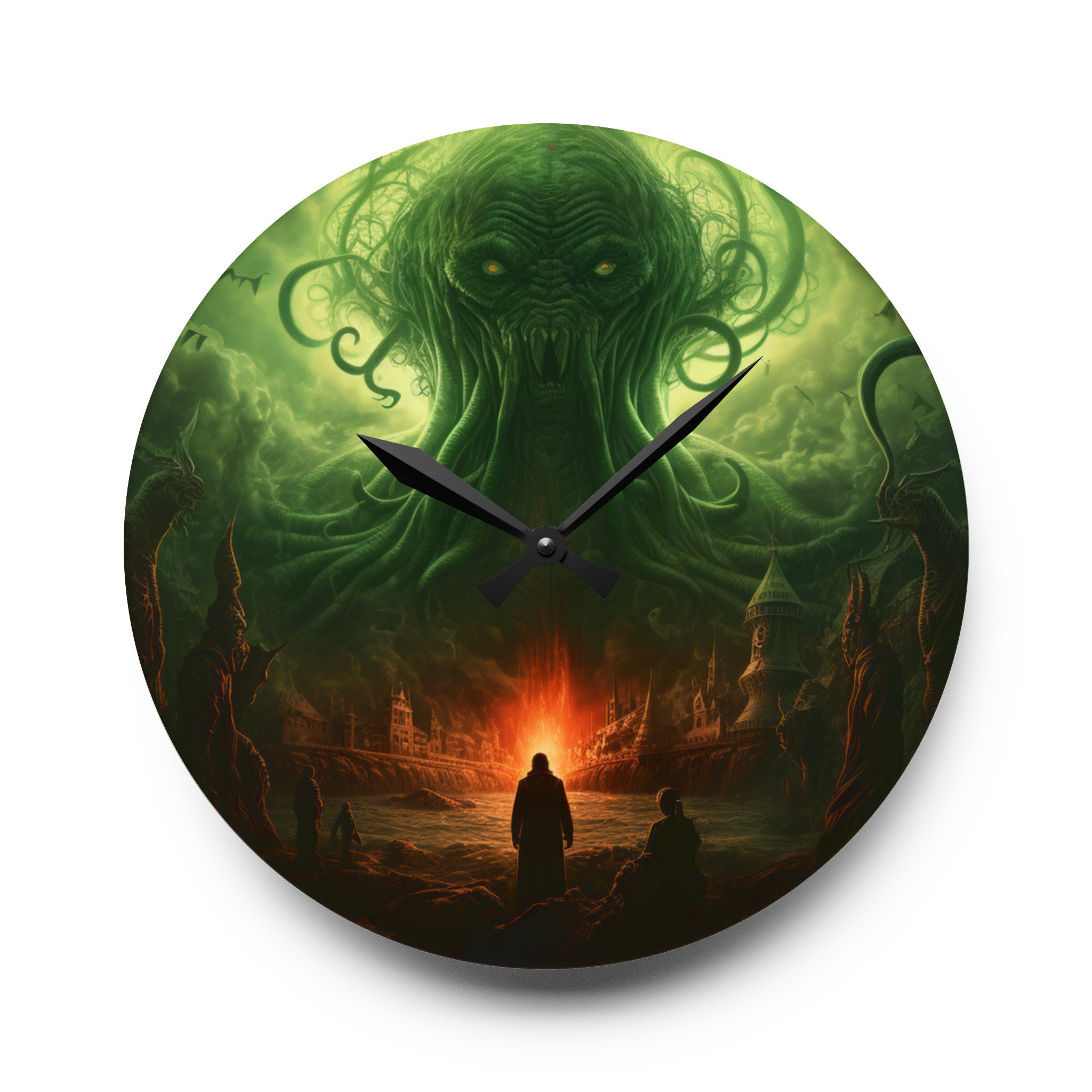 Cthulhu Inspired Horror Clock Lovecraftian Home Decor - Etsy