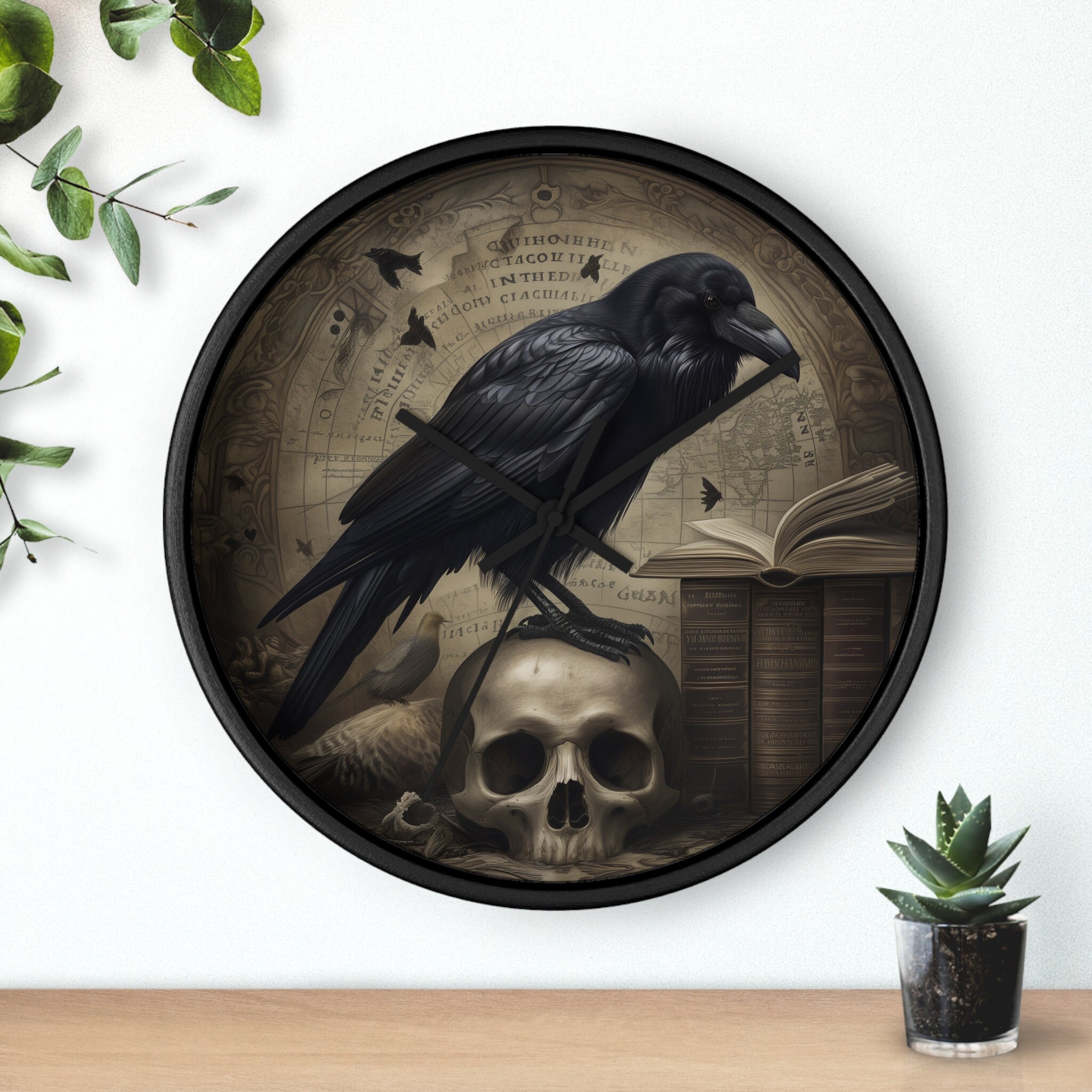 Raven Horror Clock, Edgar Allen Poe Home Decor, Classic Horror Gift ...