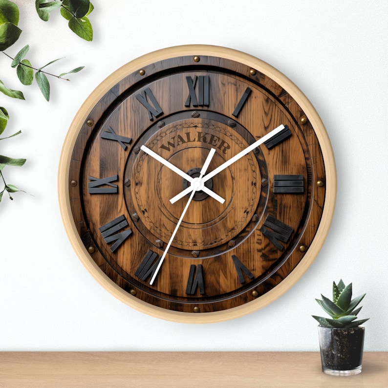 Whiskey Barrel Wall Clock, Gift for Him, Whiskey, Barrel, Drinkers ...