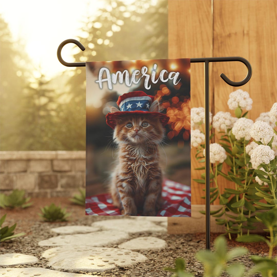 American Kitten Flag, Patriotic Flag, Yard Flag, Cat Lovers Gift ...