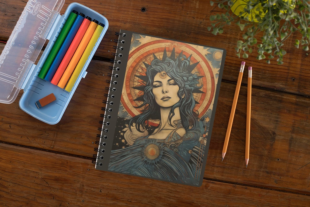 Aquarius Tarot Inspired Notebook, Aquarius Notebook, Tarot Notebook ...