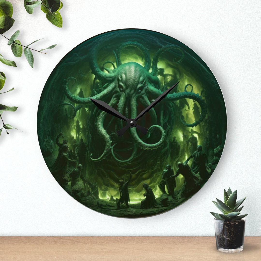 Cthulhu Inspired Horror Clock, Lovecraftian Home Decor, Classic ...