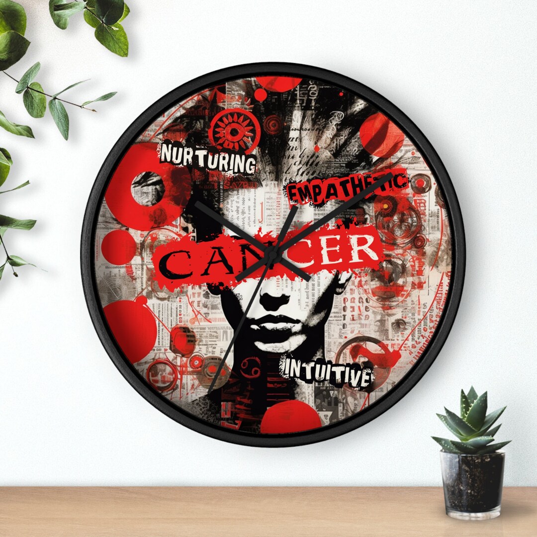 Cancer Punk Rock Wall Clock, Zodiac Gifts, Birthday Gift, Wall Clock ...