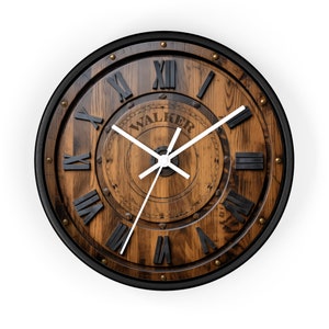 Whiskey Barrel Wall Clock, Gift for Him, Whiskey, Barrel, Drinkers ...