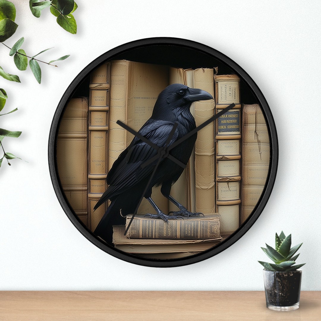Raven Horror Clock, Edgar Allen Poe Home Decor, Classic Horror Gift ...