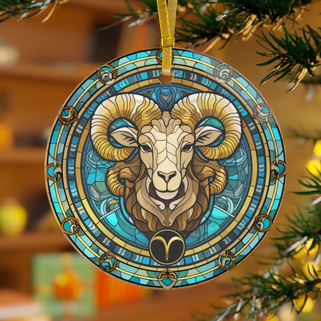 Aries Stained-glass Design Ornament, Faux Stained Glass, Zodiac ...