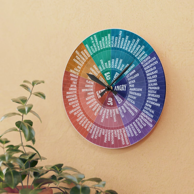 Feelings Wheel Clock, Self Love Gift, Mental Wellness Decor, Serenity ...