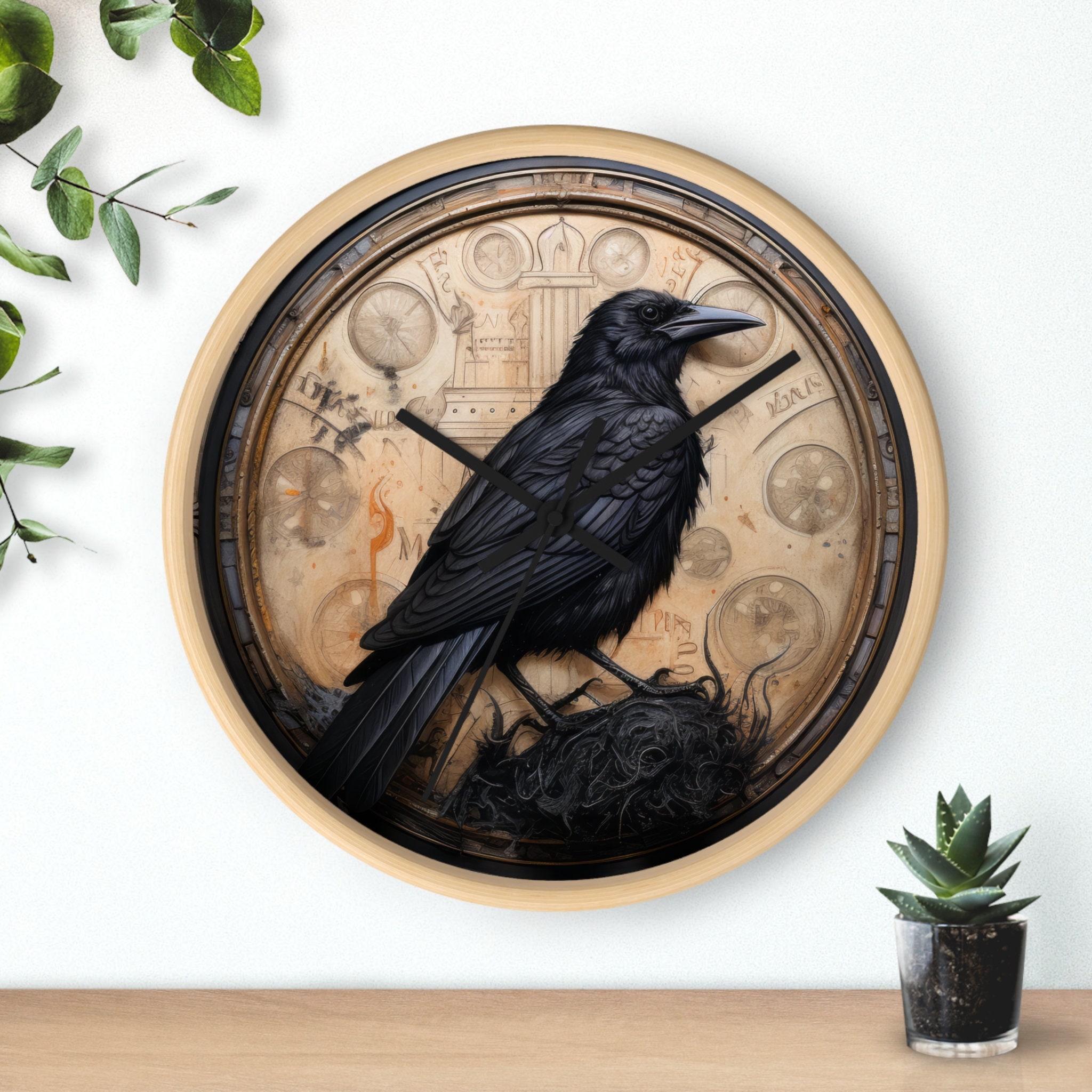 Raven Horror Clock, Edgar Allen Poe Home Decor, Classic Horror Gift ...