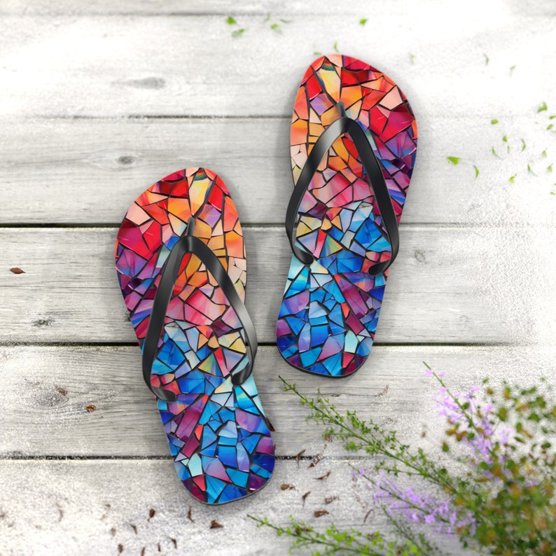 Glass Mosaic Flip Flops, Summer Footwear, Beach Footwear, Colorful ...
