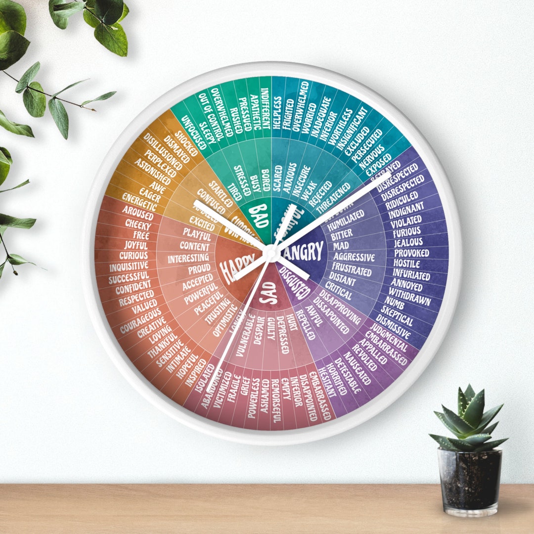 Feelings Wheel Clock, Self Love Gift, Mental Wellness Decor, Serenity ...