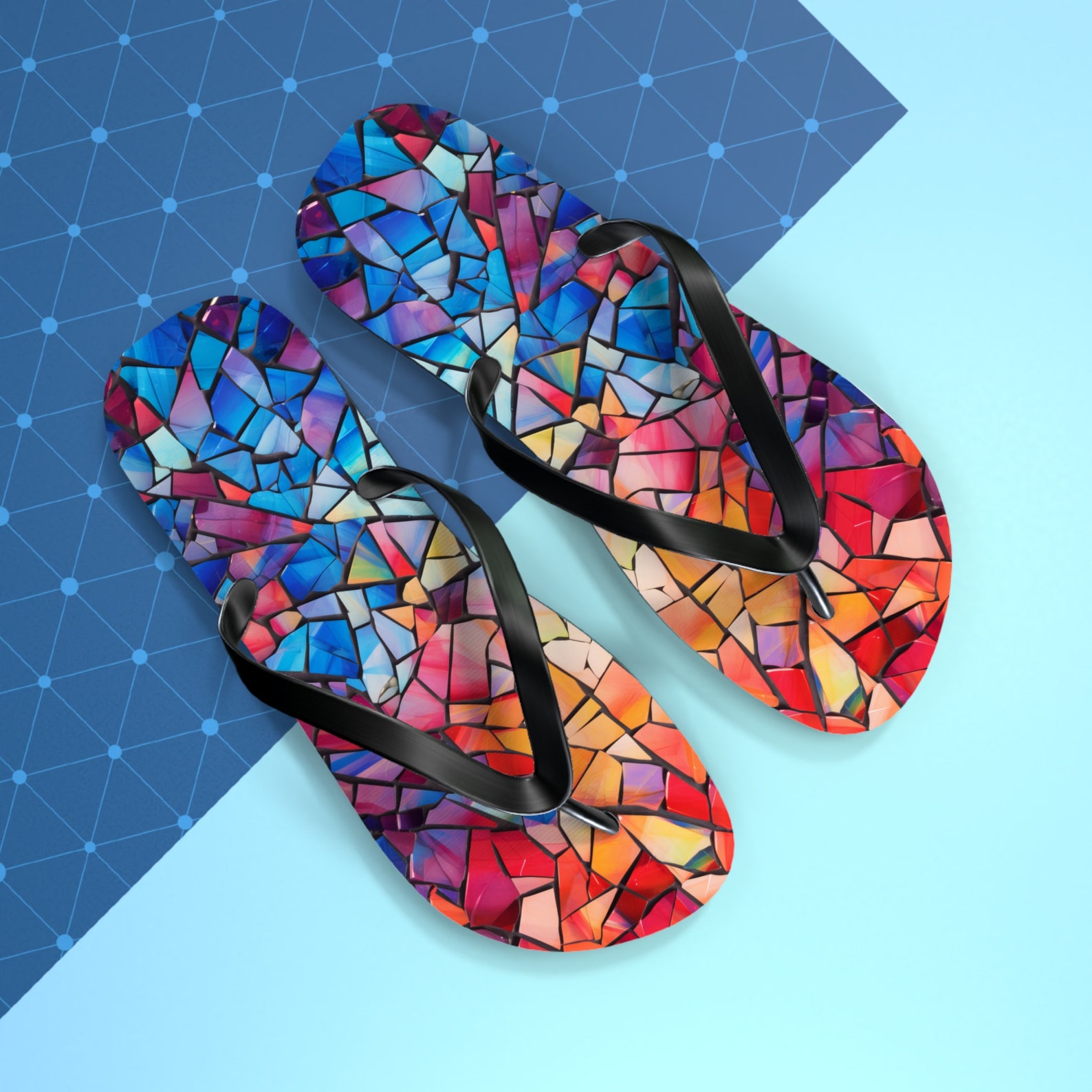 Glass Mosaic Flip Flops, Summer Footwear, Beach Footwear, Colorful ...