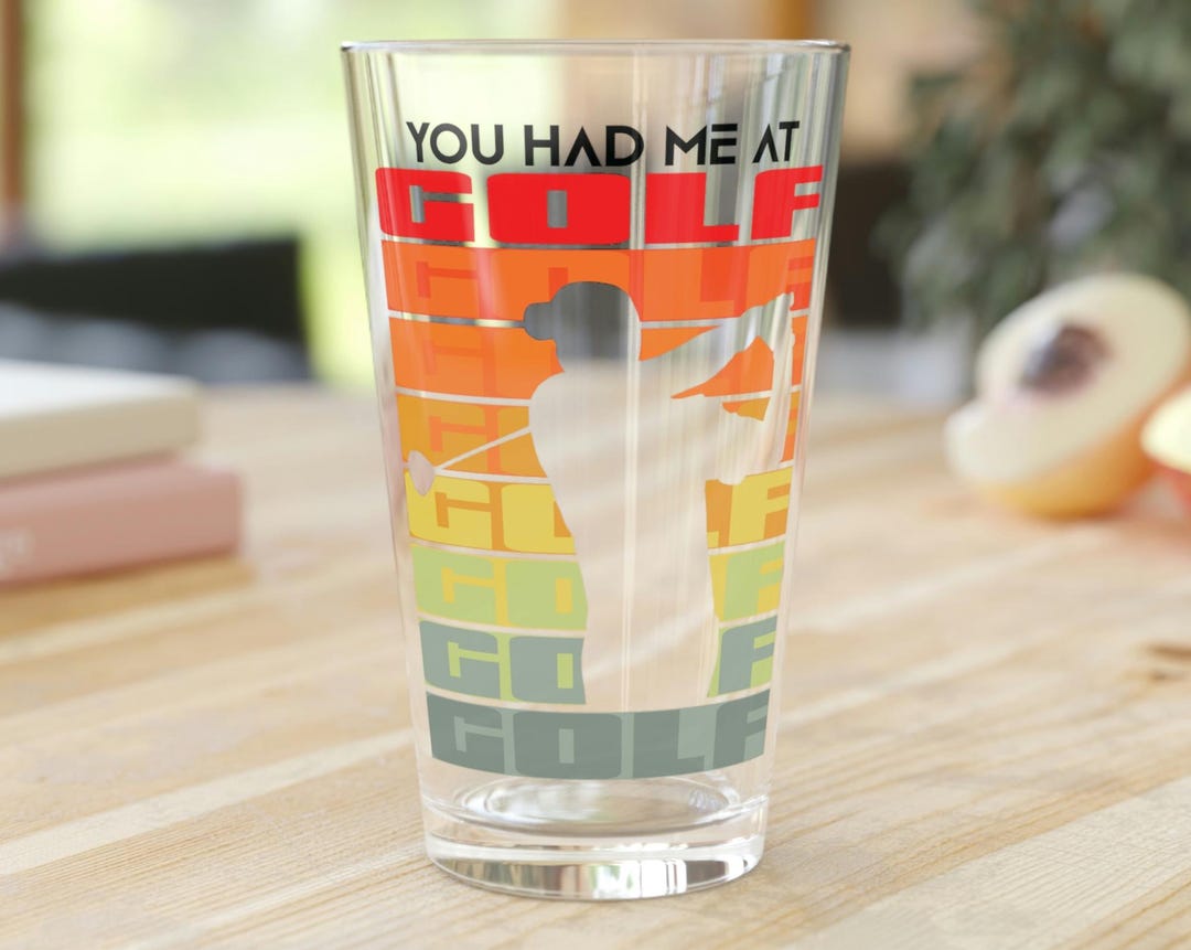 Golf Colorful Pint Glass, Golf, Drinking, Sports Glass, Summer Time ...