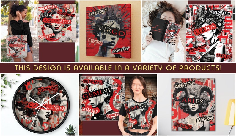 Taurus Punk Rock Wall Clock, Zodiac Gifts, Birthday Gift, Wall Clock ...