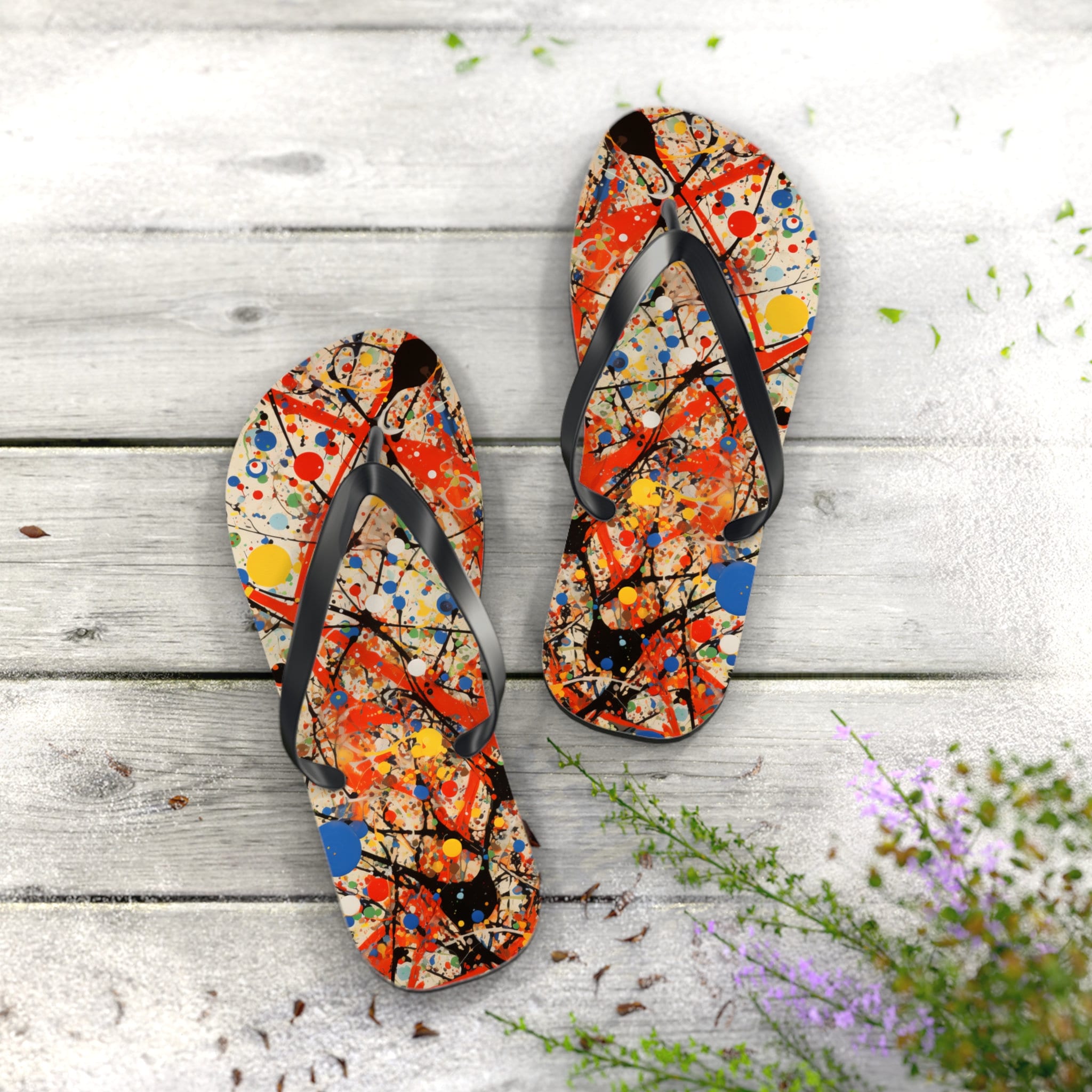 Jackson Pollock Inspired Art Flip Flops, Pollock Style Painting ...