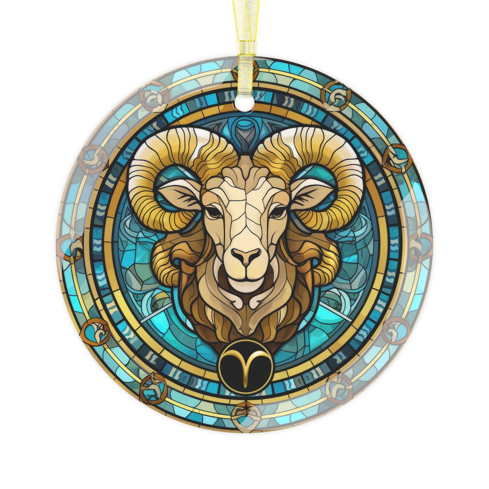Aries Stained-glass Design Ornament, Faux Stained Glass, Zodiac ...