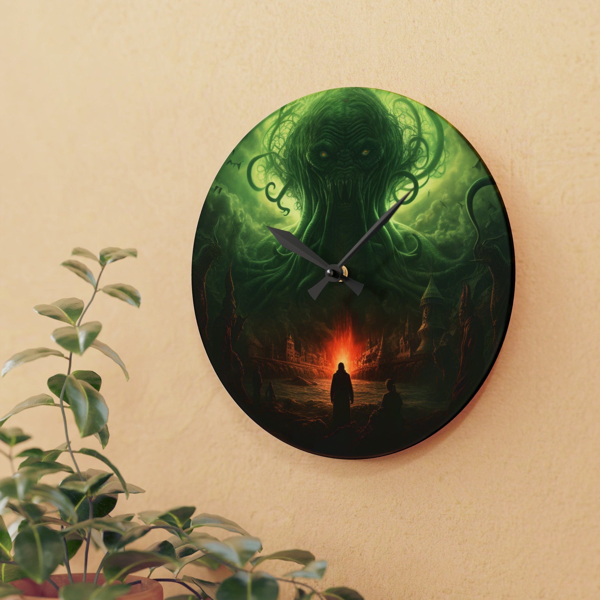 Cthulhu Inspired Horror Clock Lovecraftian Home Decor - Etsy