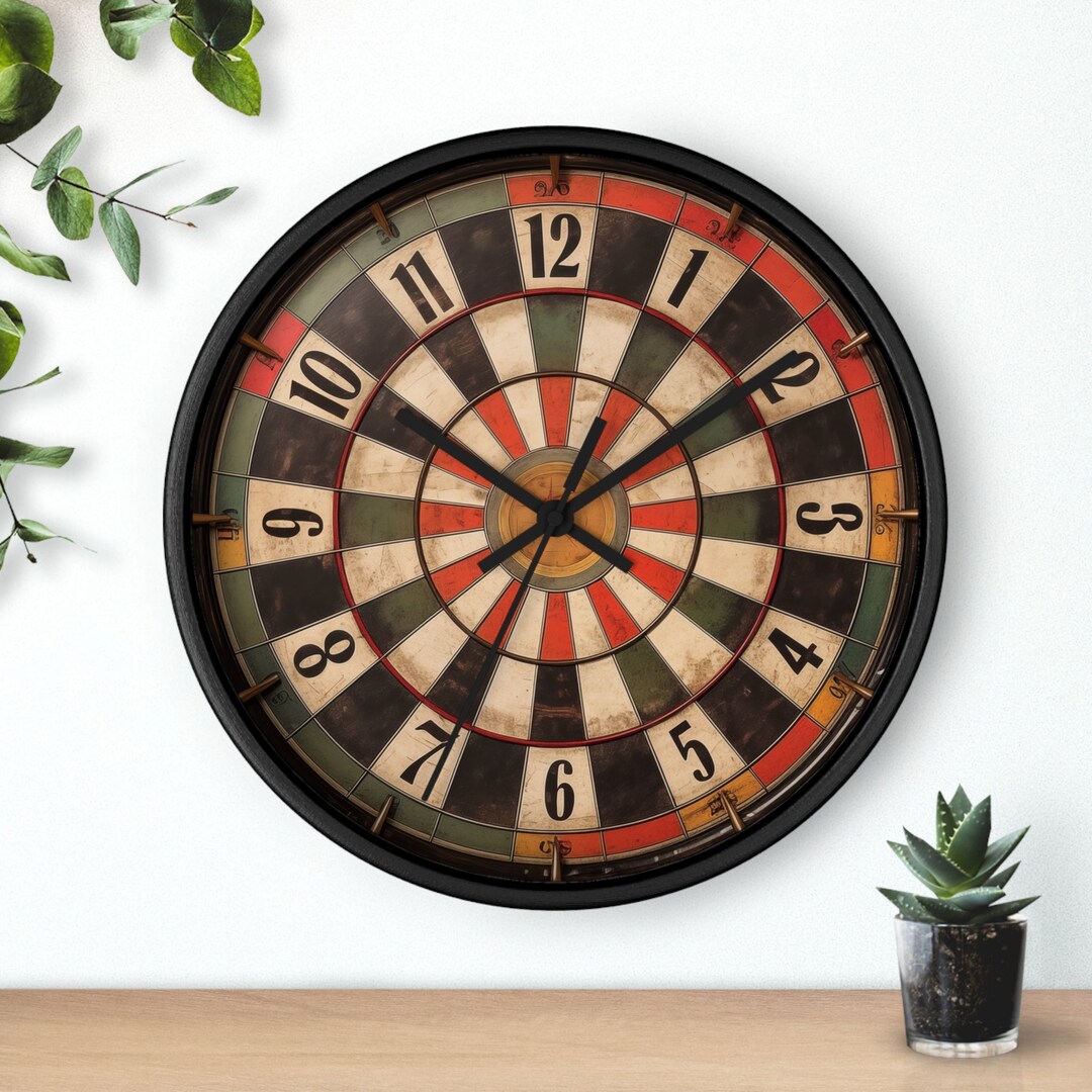 Retro Dartboard Clock, Dart Gifts, Bar Gifts, Dart Board, Gifts for Him ...