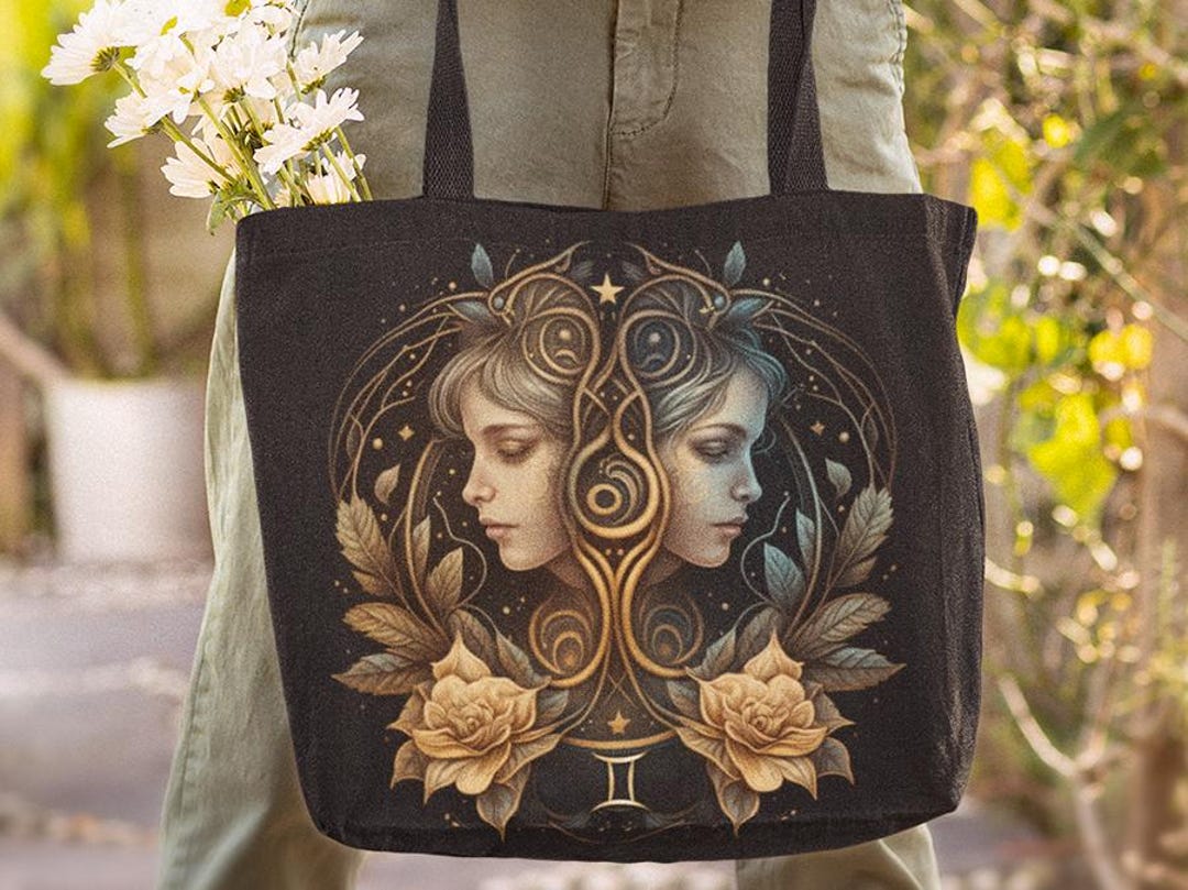 Gemini of Taurus Zodiac Tote Bags, Gemini Gift, Zodiac Tote Bag Canvas ...