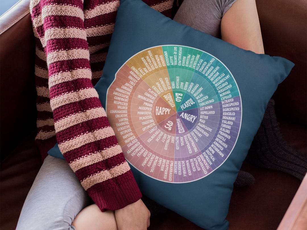 Feelings Wheel Pillow, Self Love Gift, Mental Wellness Decor, Serenity ...