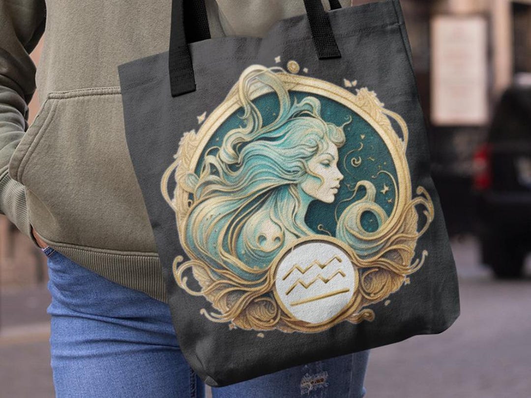Aquarius Zodiac Tote Bags, Aquarius Gift, Zodiac Tote Bag Canvas ...