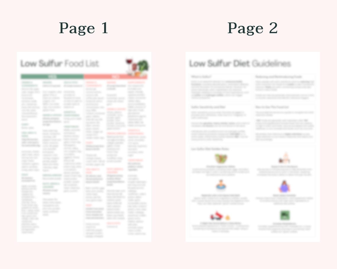 Printable Low Sulfur Food List Sulfur Intolerance, H2S SIBO, Low Sulfur ...