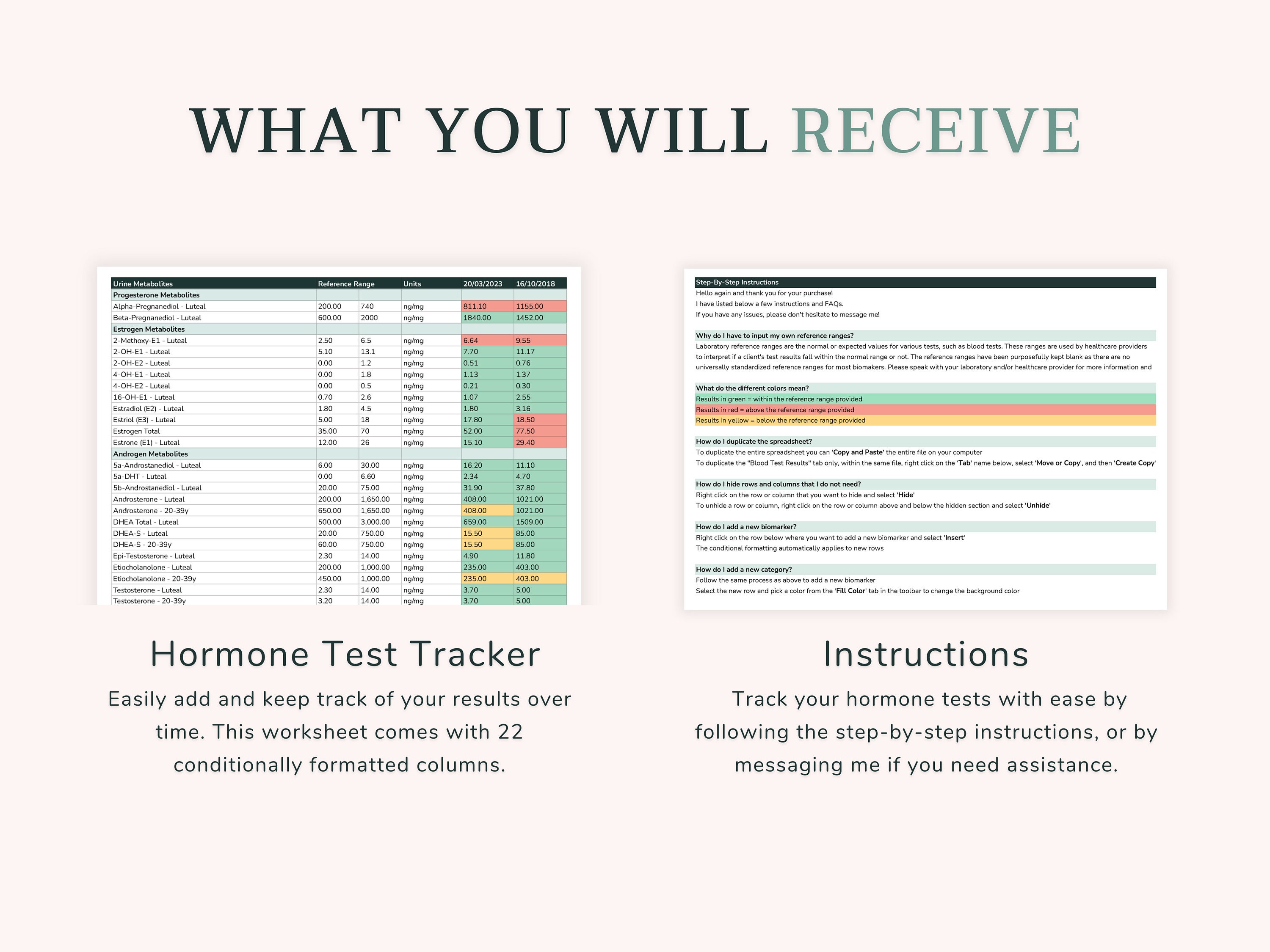 Male Hormone Urine Test Tracker With Reference Ranges for Google Sheets ...