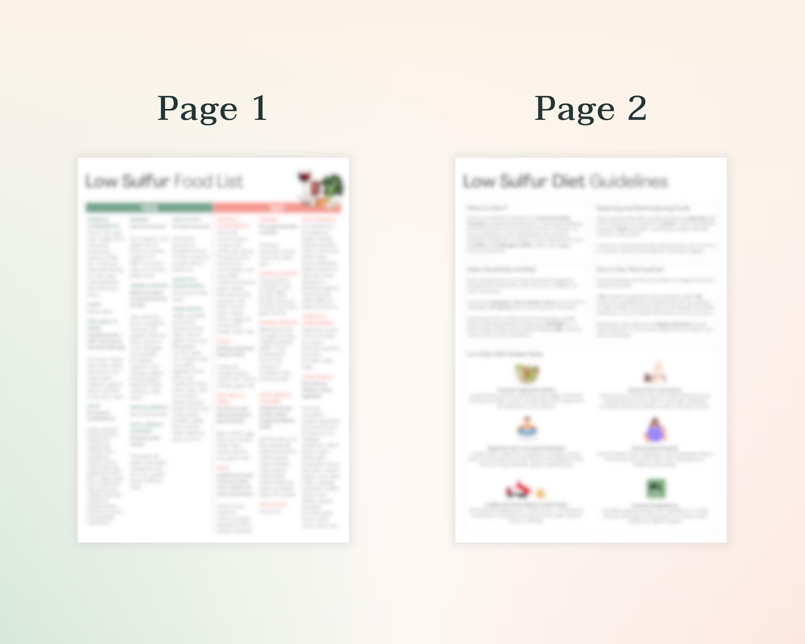 Printable Low Sulfur Food List | Sulfur Intolerance, H2S SIBO, Low ...