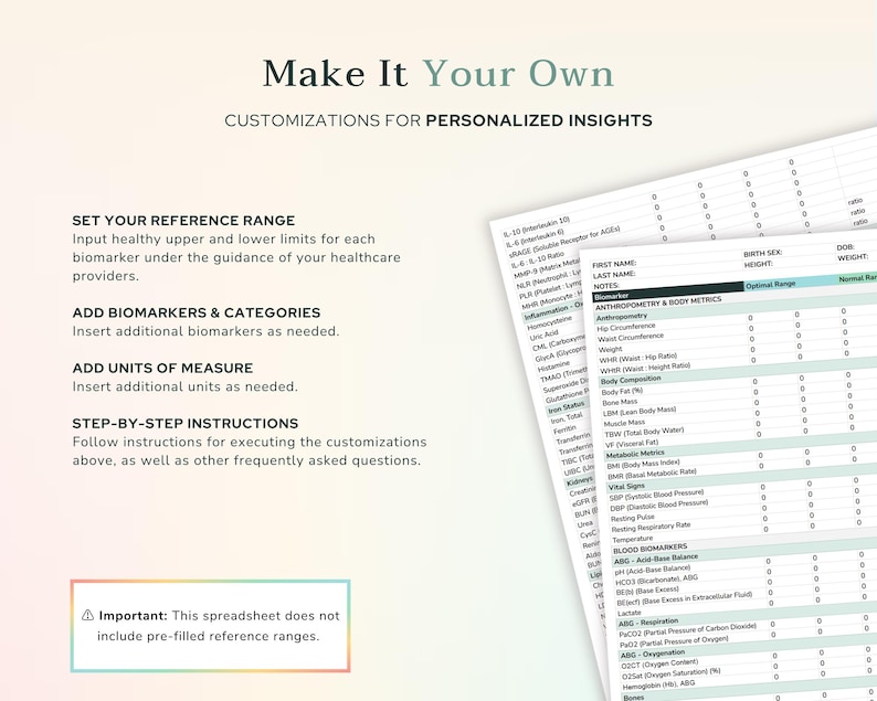 Excel Blood Test Results Tracker – Charts & Optimal Ranges | Functional ...