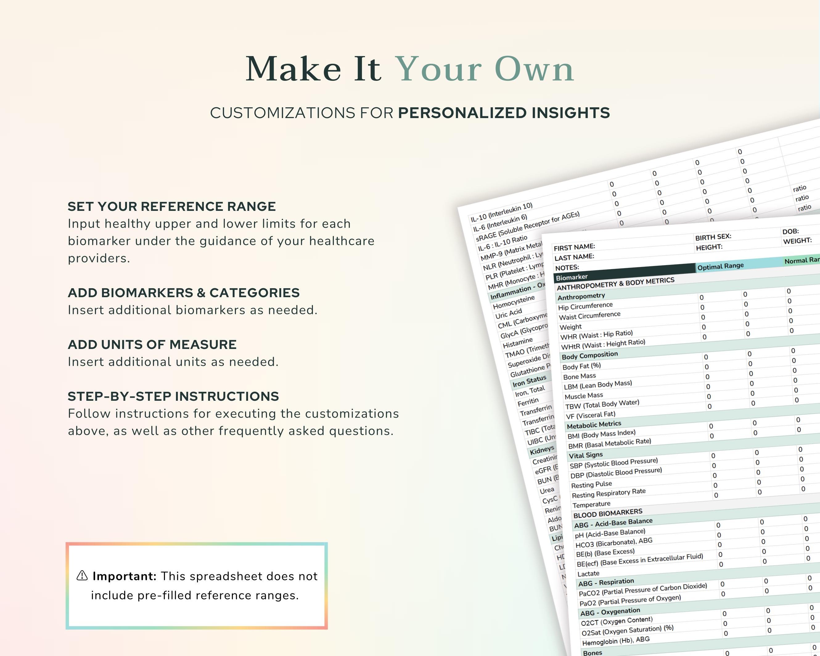 Excel Blood Test Results Tracker – Charts & Optimal Ranges | Functional ...