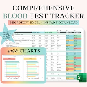 Blood Test Results Tracker With Charts normal & Optimal Ranges for ...