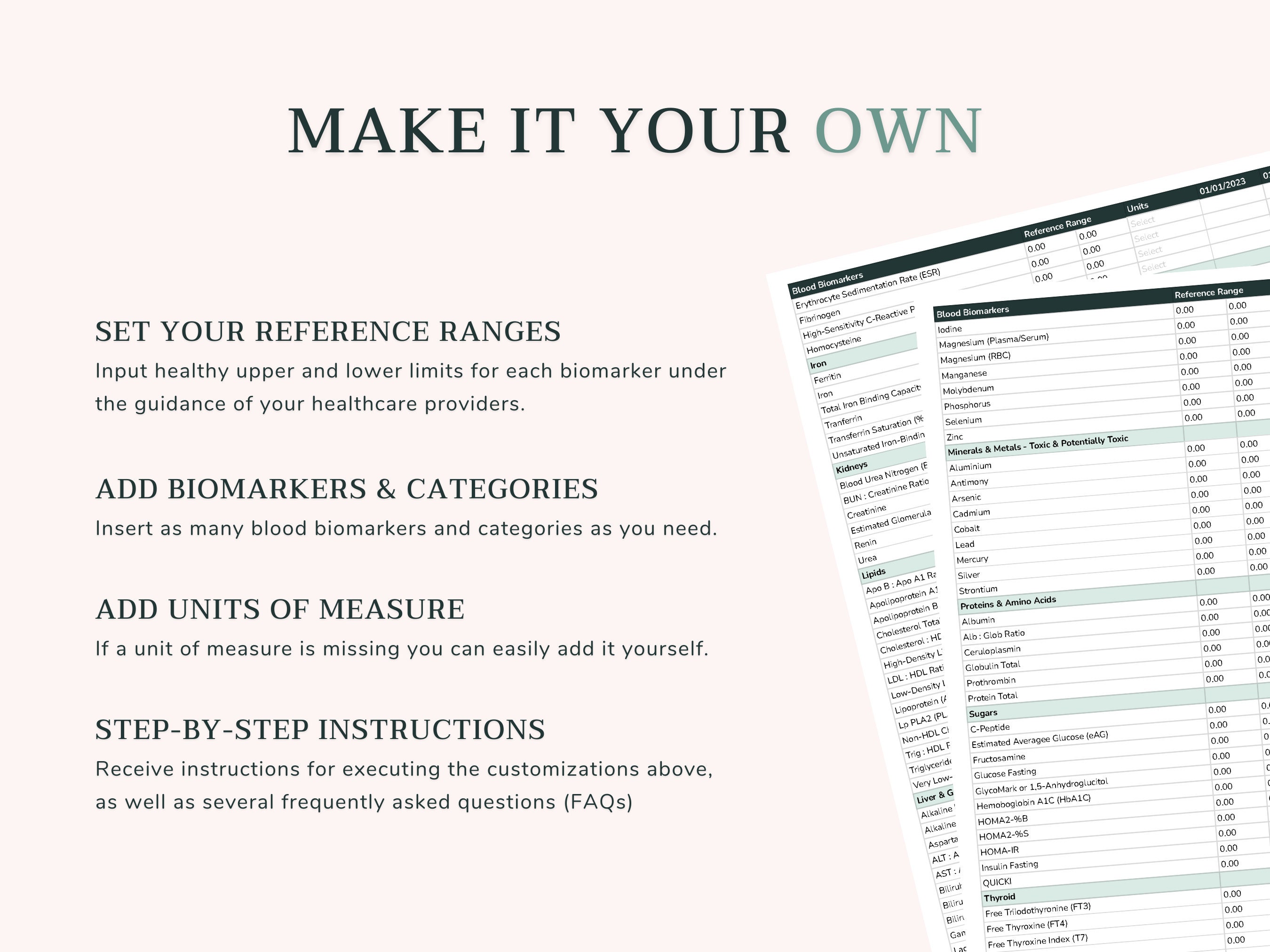 Blood Test Tracker normal & Optimal Ranges for Google Sheets - Etsy
