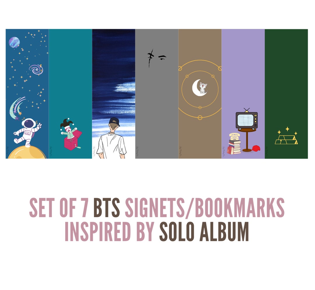 Set of 7 BTS Printable Signet BTS Bookmark Print N Cut Digital Instant ...