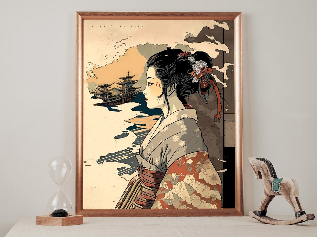 Ukiyoe Japanese Girl Portrait, Edo Period Japanese Wall Art, Ukiyo E ...