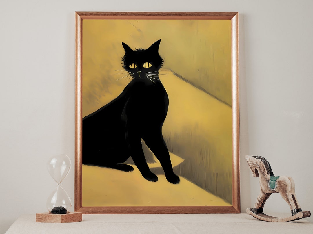 Gothic Black Cat Wall Art, Gothic Digital Download, Charcoal Drawing ...