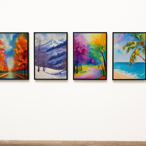 Printable Four Seasons Wall Art, Colorful Seasons Set of 4, Printable 4 ...