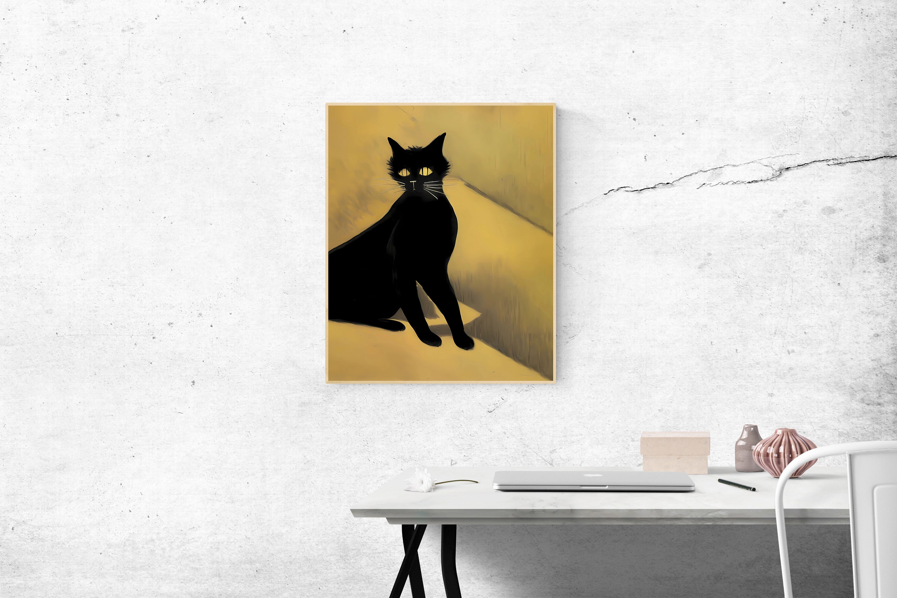 Gothic Black Cat Wall Art, Gothic Digital Download, Charcoal Drawing ...