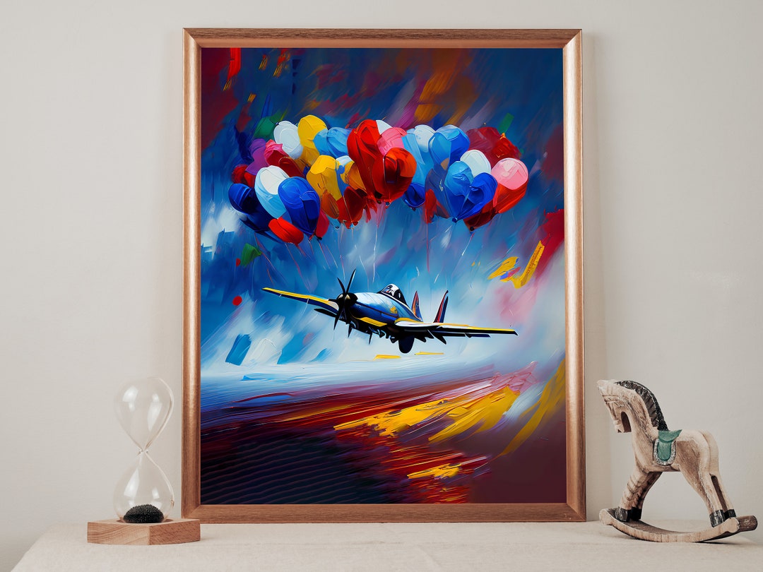 Spitfire Painting, Oil Painting, Colorful Wall Art, Airplane Fighter ...
