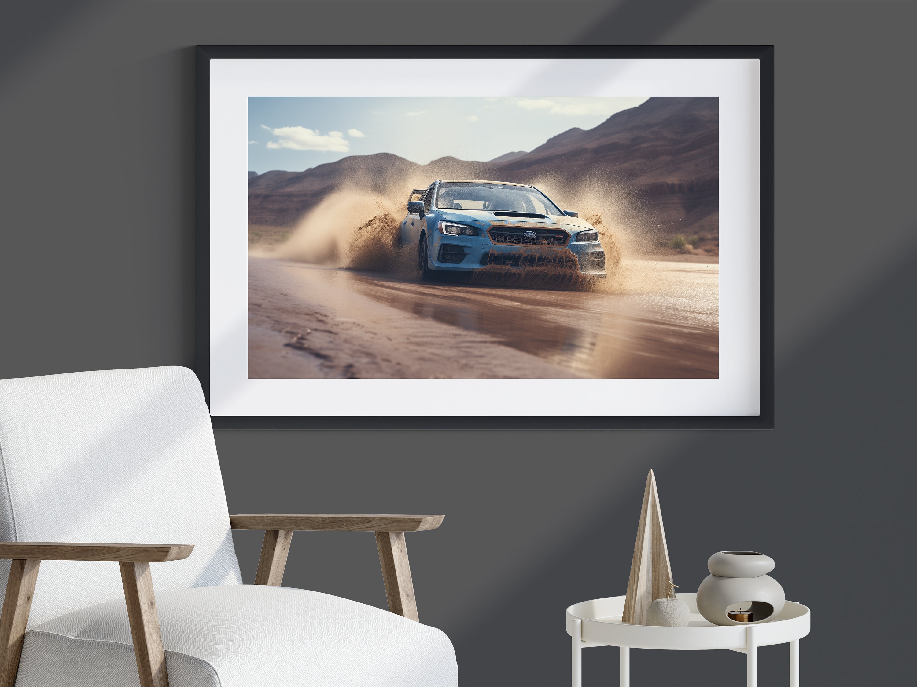 Subaru WRX STI Rally Car Driving Through Mud and Water, Desert ...