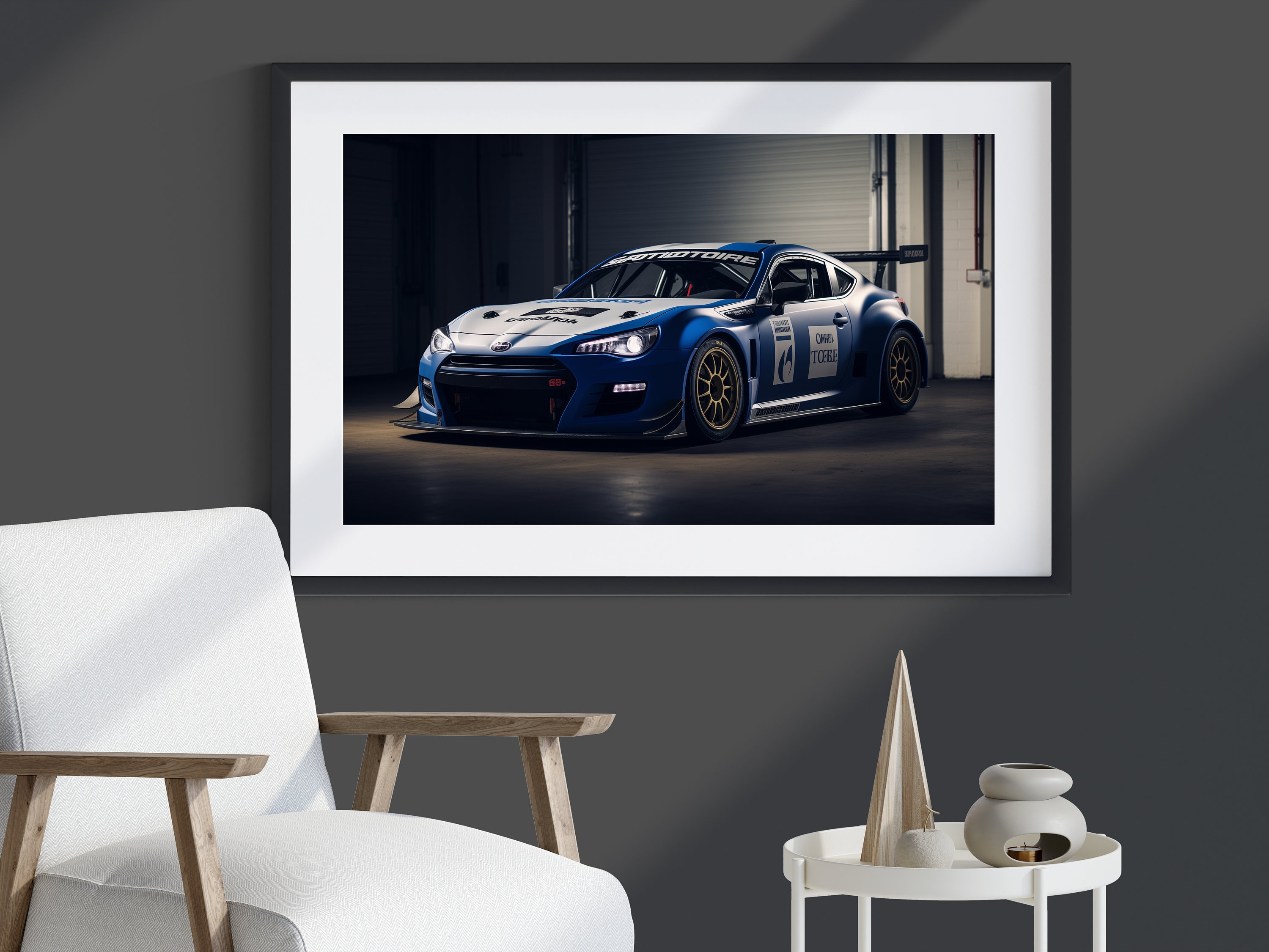 Blue and White Subaru BRZ Race Car in Garage, Toyota 86, Scion FRS - Etsy