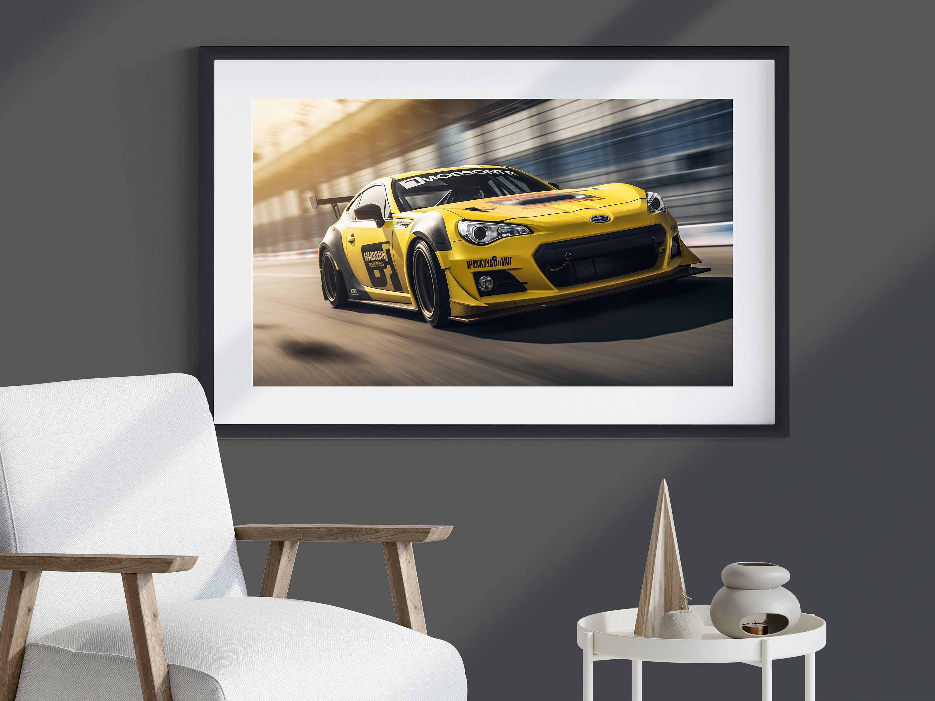 Yellow & Black Subaru BRZ Race Car Digital Print, Toyota 86, Scion FRS ...