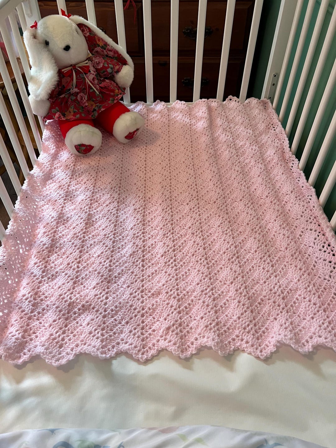 Baby Blanket Pink Lacey Ripple, Modern Design - Etsy