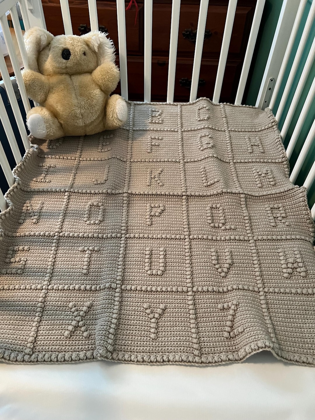 Baby Blanket Taupe ABC Blocks - Etsy