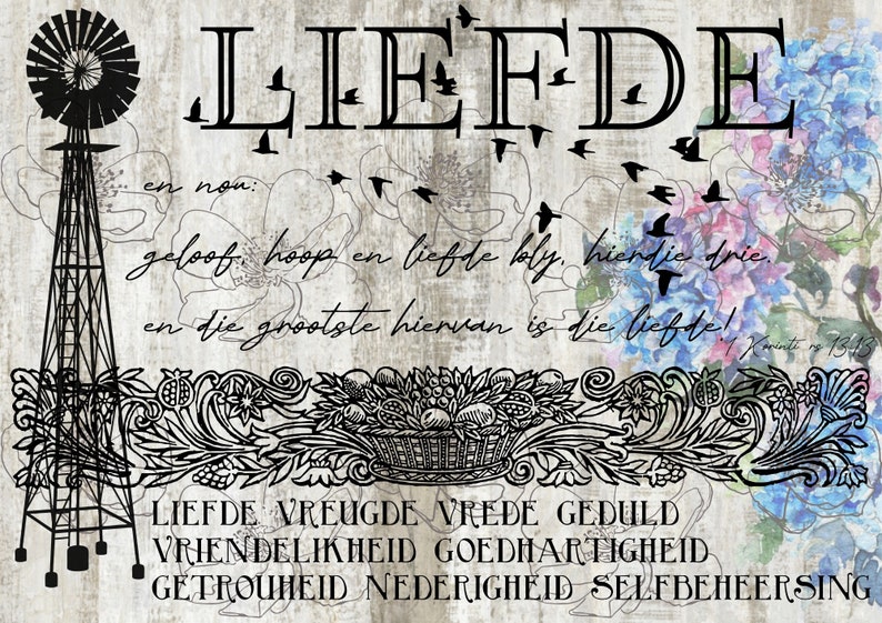 Liefde Wall Art Afrikaans Woorde Poster Krismis Roos - Etsy