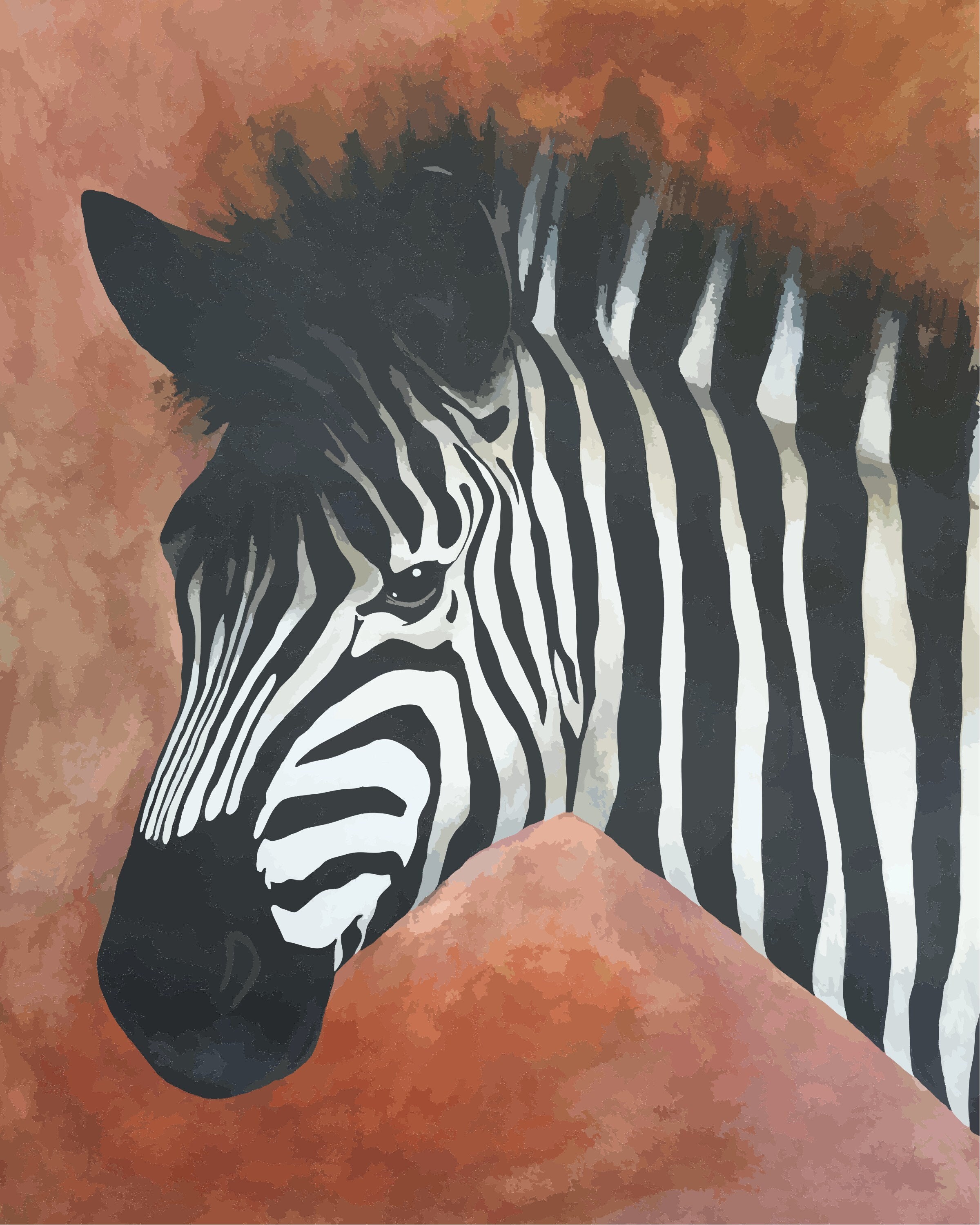 Zebra Painting Wall Art, Zebra Earthtone Poster, Zebra Pictures ...