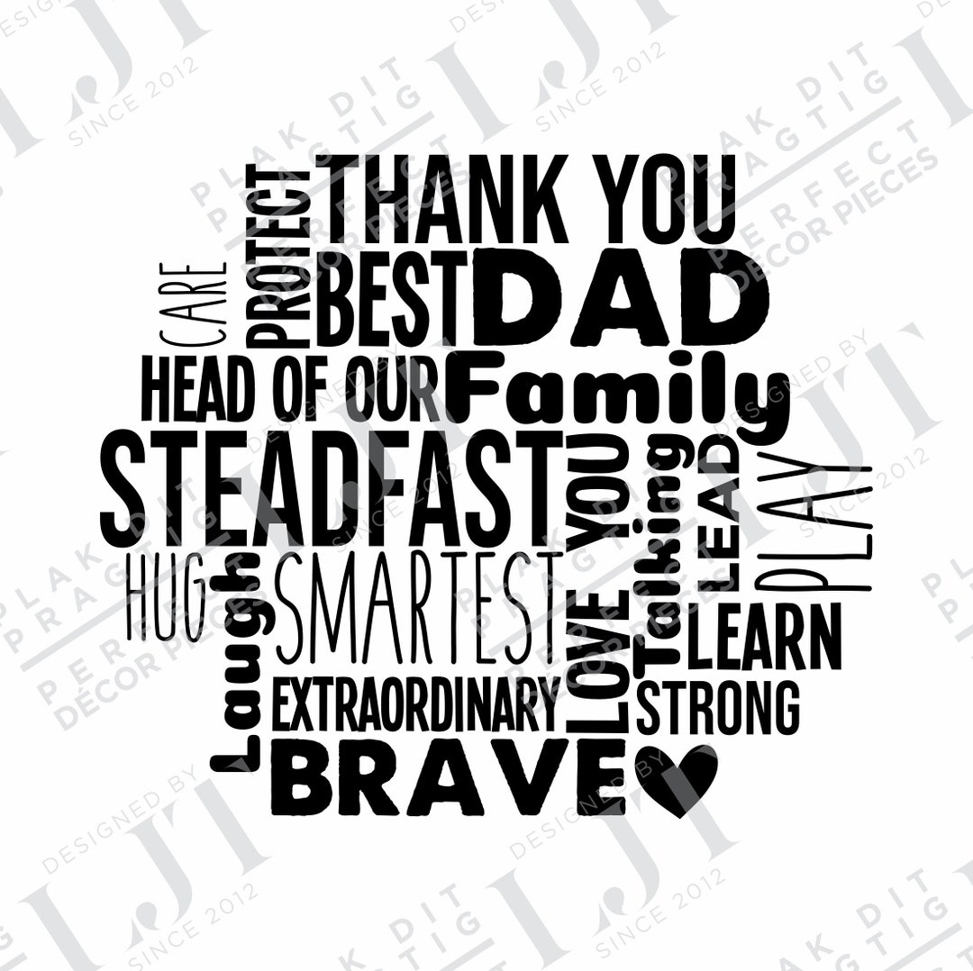 Dad Descriptive Words Thank You Cut File for Father's Day - Etsy