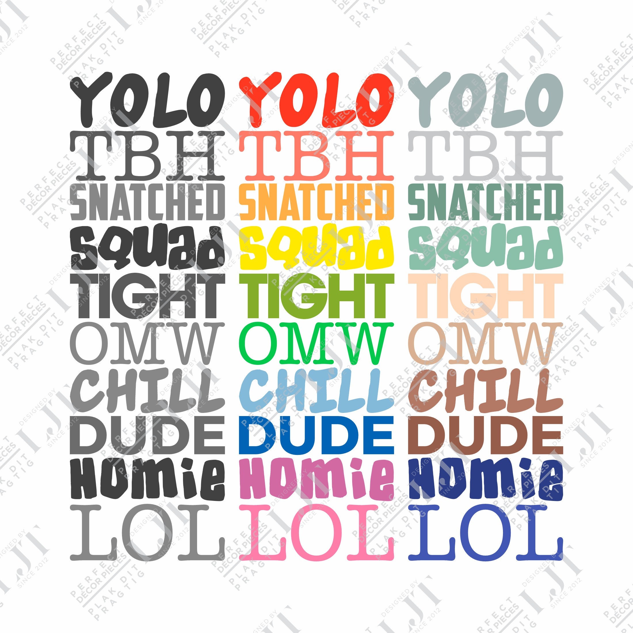 Teenage Slang Decorative Words Cut File, Wall Art Cut File, Teenager ...