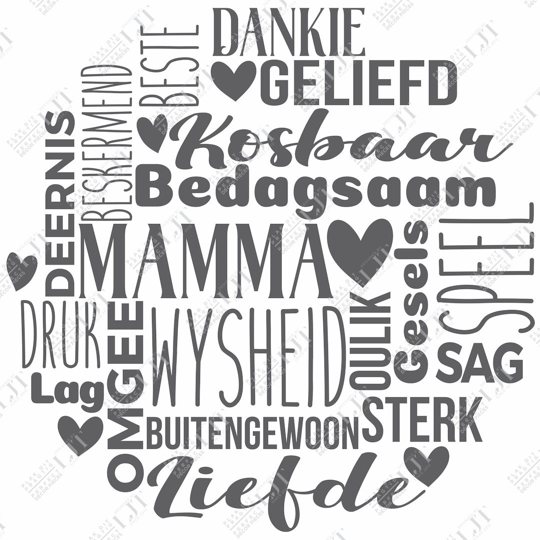 Mamma Words Wall Art, Afrikaans Cut Files, Instant Digital Download ...