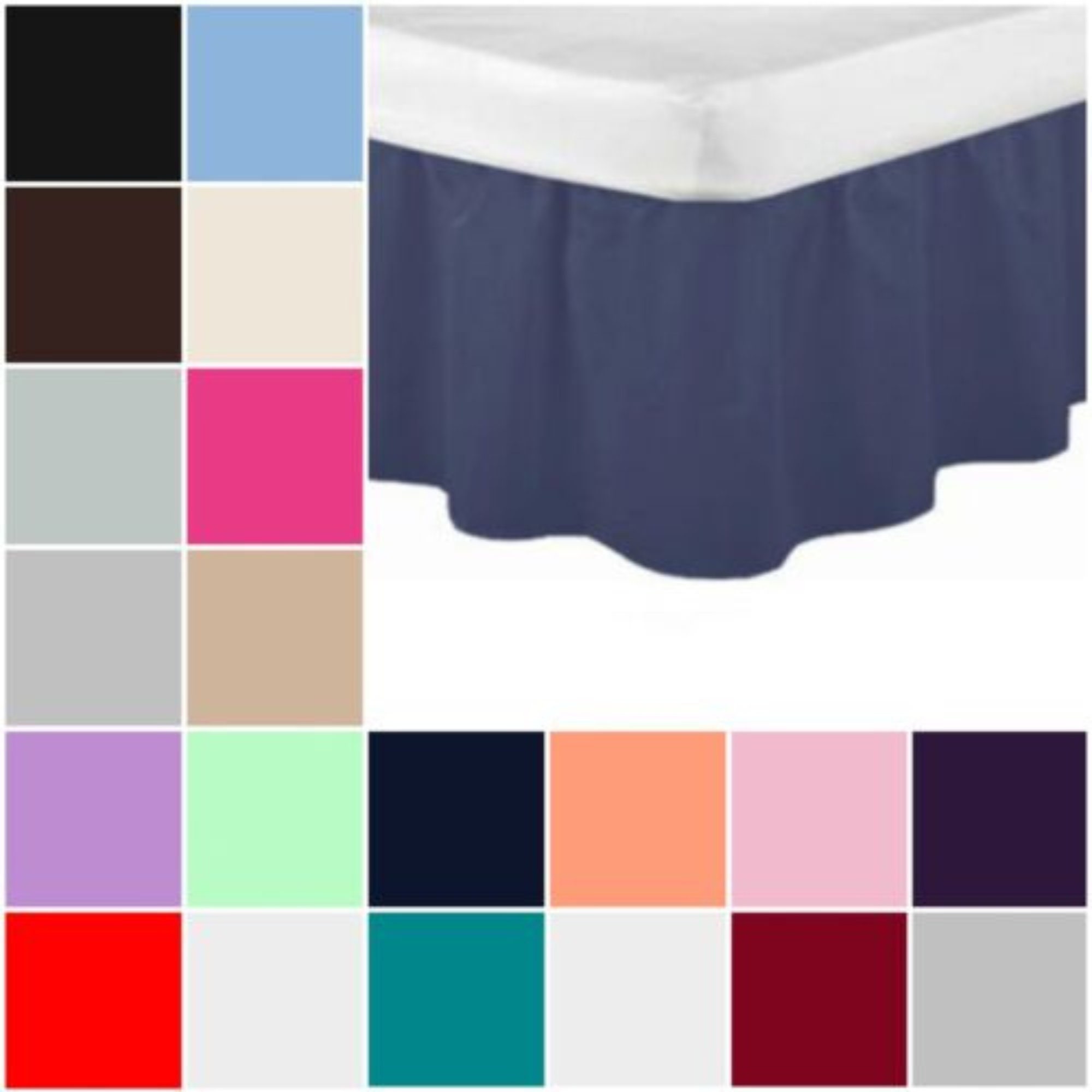 Plain Dyed Frilled Base Poly Cotton Valance Sheet Single Double King ...